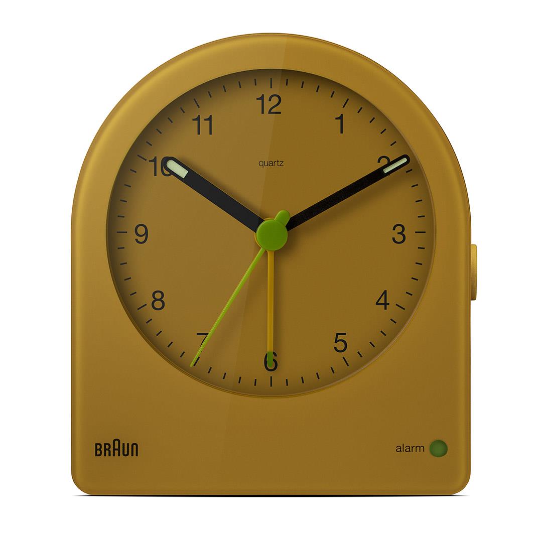 BC22Y Braun classic analogue alarm clock - yellow – Braun Clocks