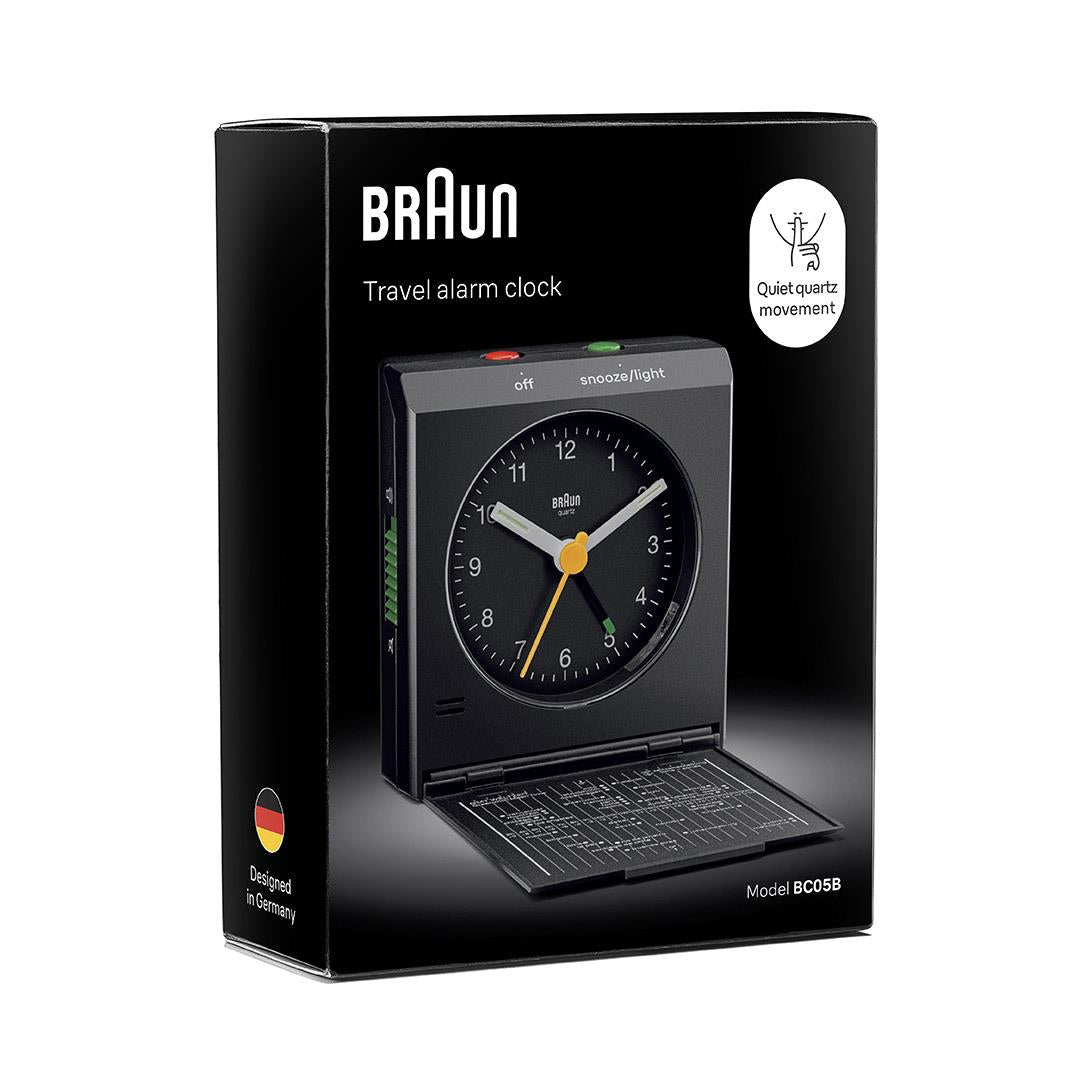 BC05 Braun travel analogue alarm clock - black – Braun Clocks & Watches