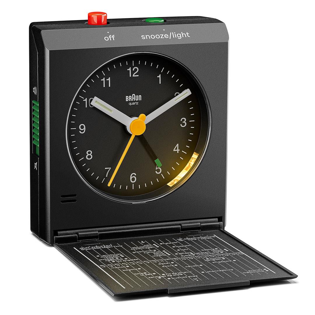 BC05 Braun travel analogue alarm clock - black – Braun Clocks