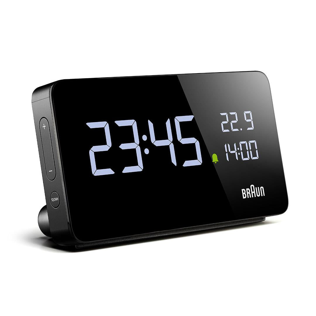 BC20 Braun digital rectangular alarm clock - black – Braun Clocks
