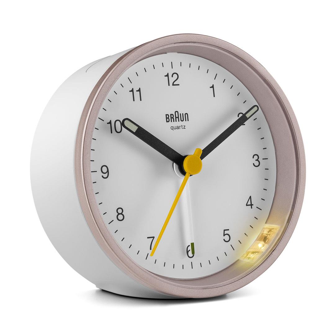 BC12 Braun classic analogue alarm clock - rose & white – Braun Clocks ...
