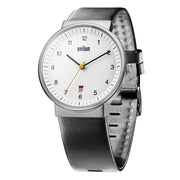 AW50 Braun classic watch -grey dial and black leather strap – Braun Clocks