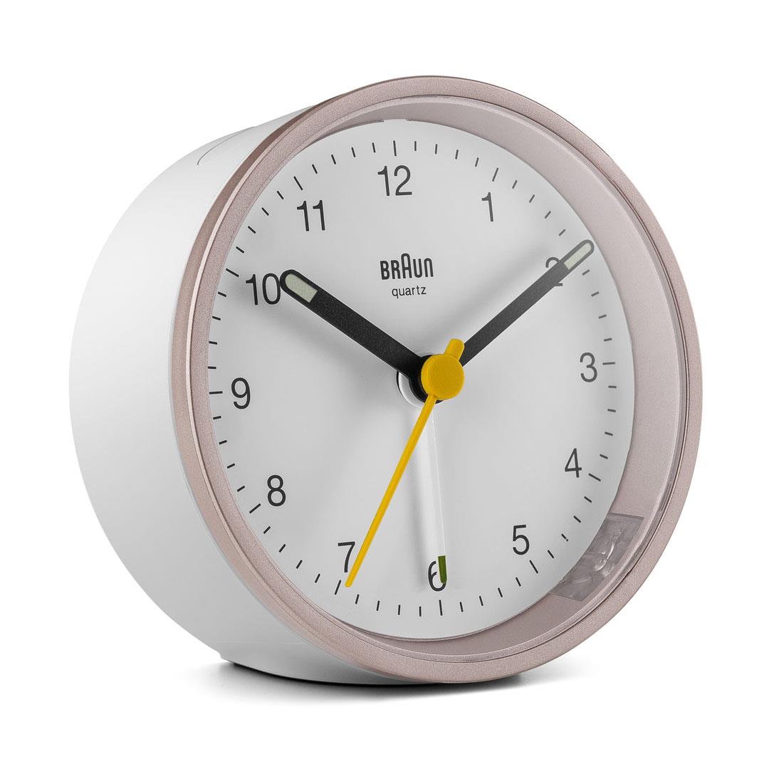BC12 Braun classic analogue alarm clock - rose & white – Braun Clocks ...