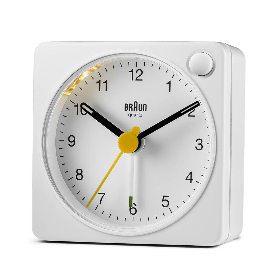 BC02X Braun classic analogue travel alarm clock - white – Braun Clocks