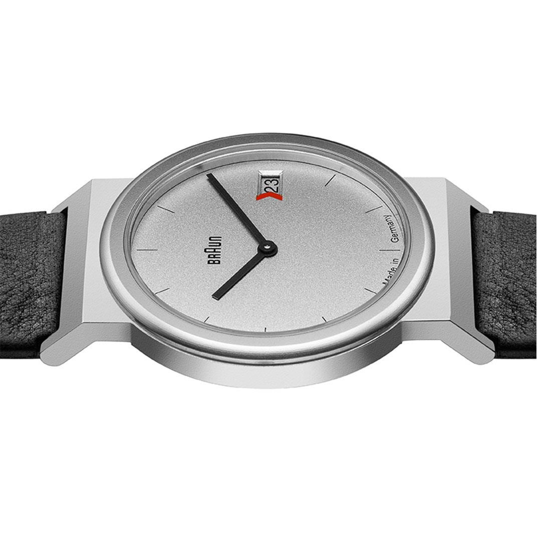 AW50 Braun classic watch -grey dial and black leather strap – Braun Clocks