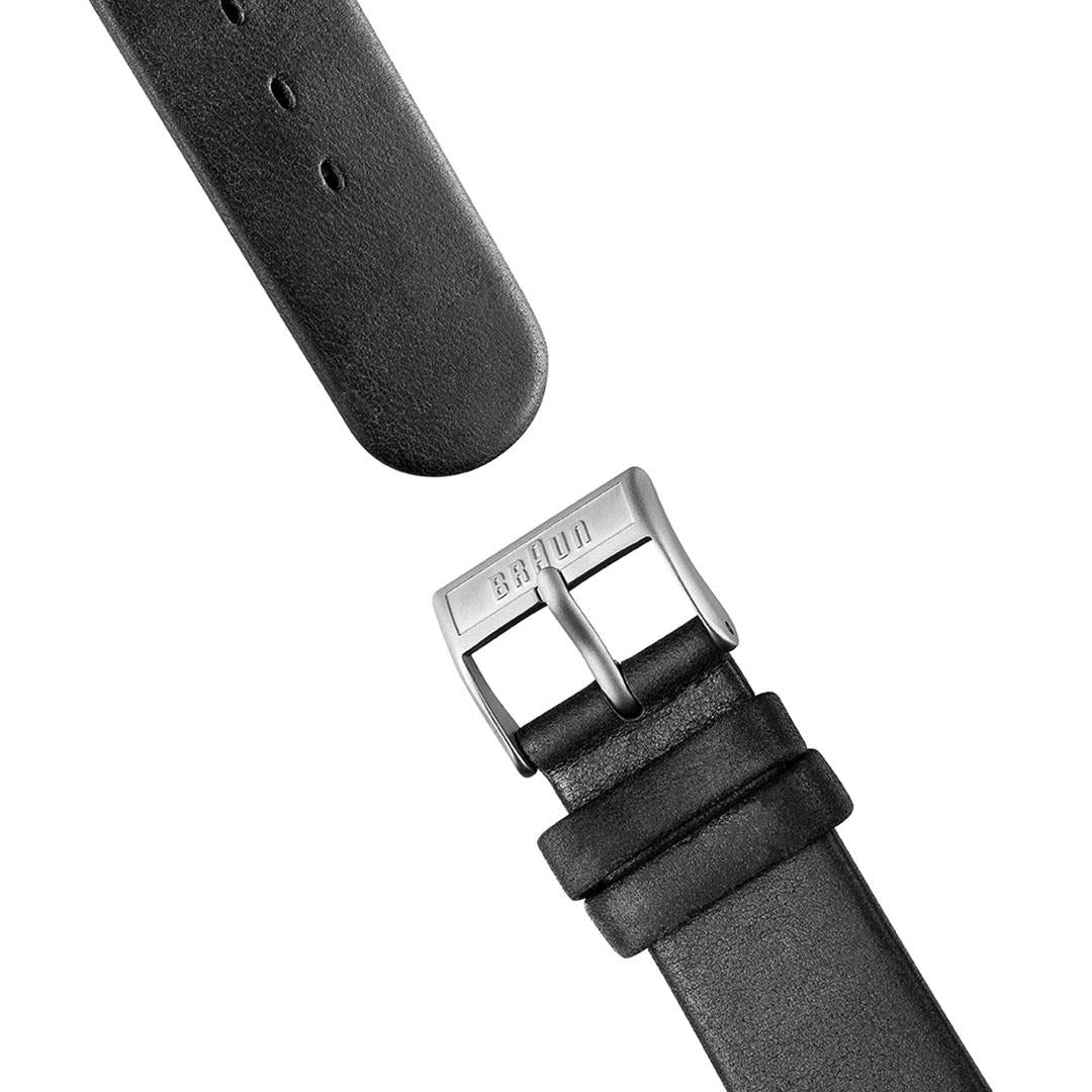 AW50 Braun classic watch -grey dial and black leather strap – Braun Clocks